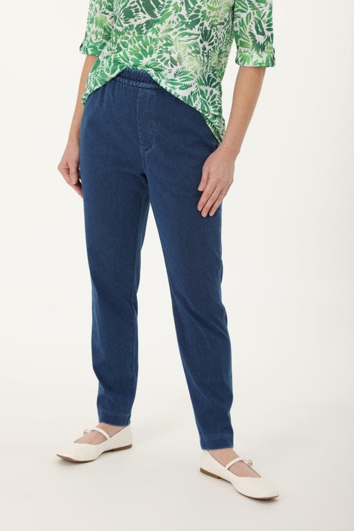 Knit Denim Capri Jean in Blue | Caroline Eve