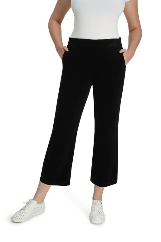 Stretch Cord Crop Pant in Black | Caroline Eve