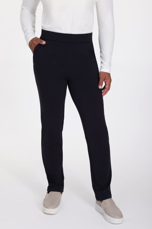 Straight Leg Ponti Extra Short Pant in Black | Caroline Eve