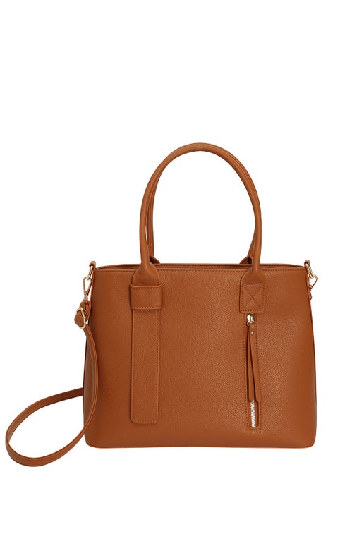 Zip Tote Style Handbag in Bronze | Caroline Eve