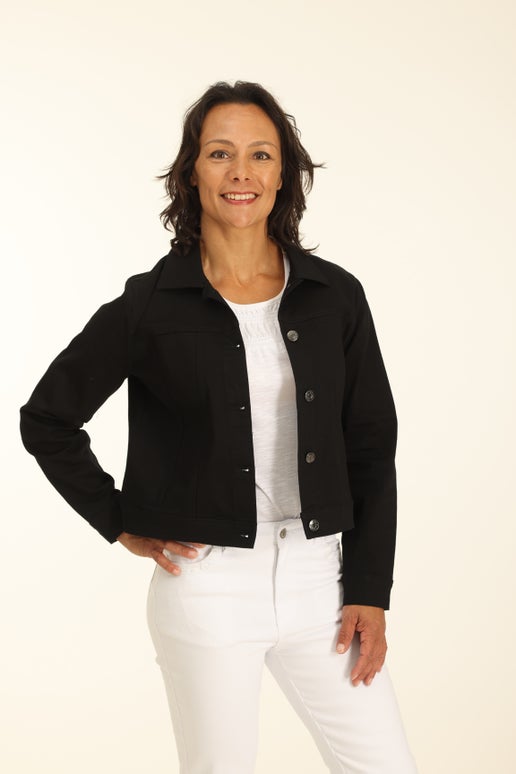 Summer Coloured Denim Jacket in Black | Caroline Eve