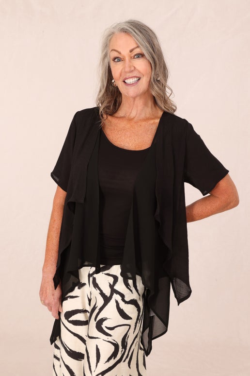 Soft Cross Hatch Jacket in Black | Caroline Eve