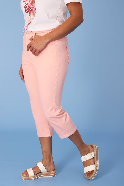 Coloured Denim Mid Calf Jean in Pink | Caroline Eve