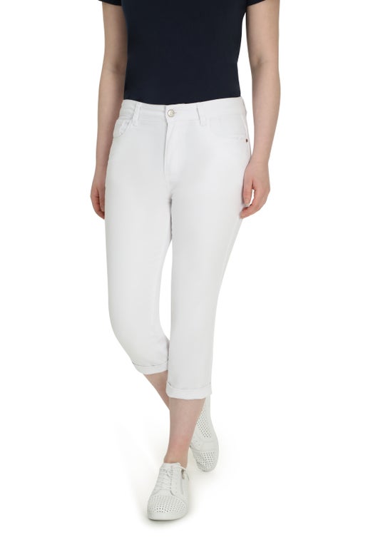 Luxe Denim Mid Calf Jean in White | Caroline Eve