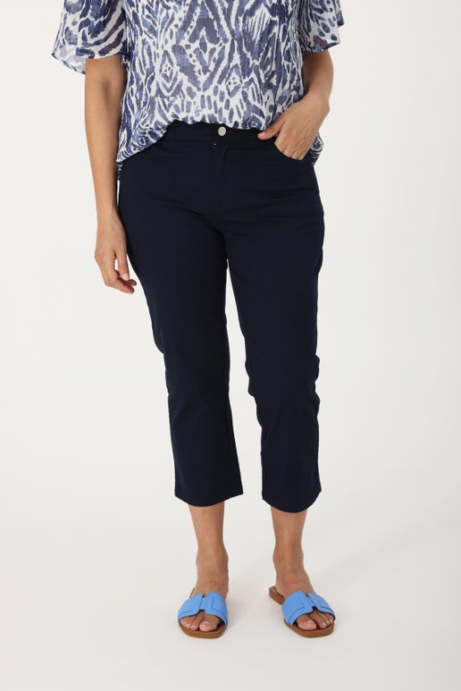 Summer Coloured Denim Mid Calf Jean in Navy | Caroline Eve