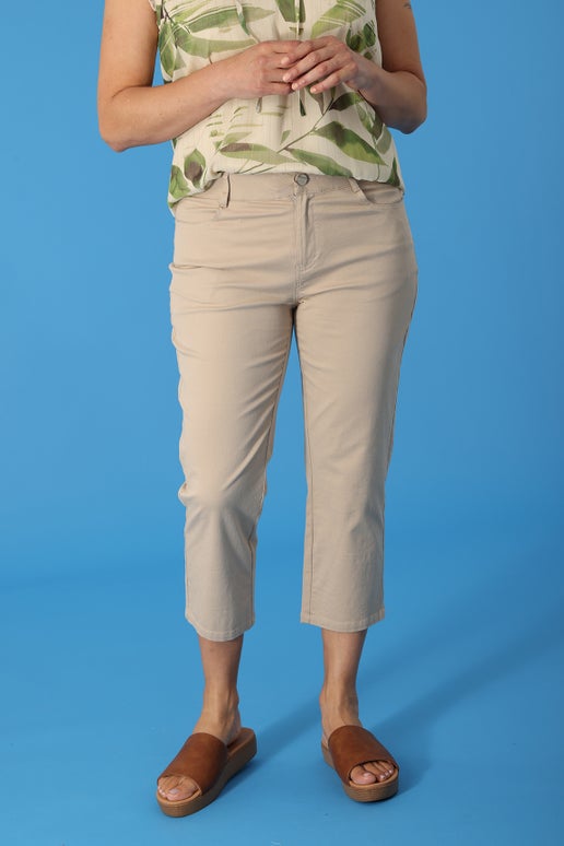 Summer Coloured Denim Mid Calf Jean in Natural | Caroline Eve