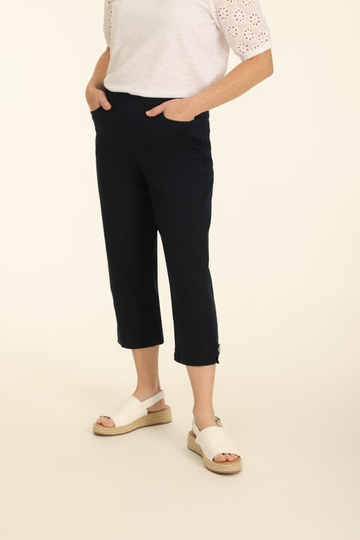 Summer Coloured Denim Mid Calf Jean in Navy | Caroline Eve