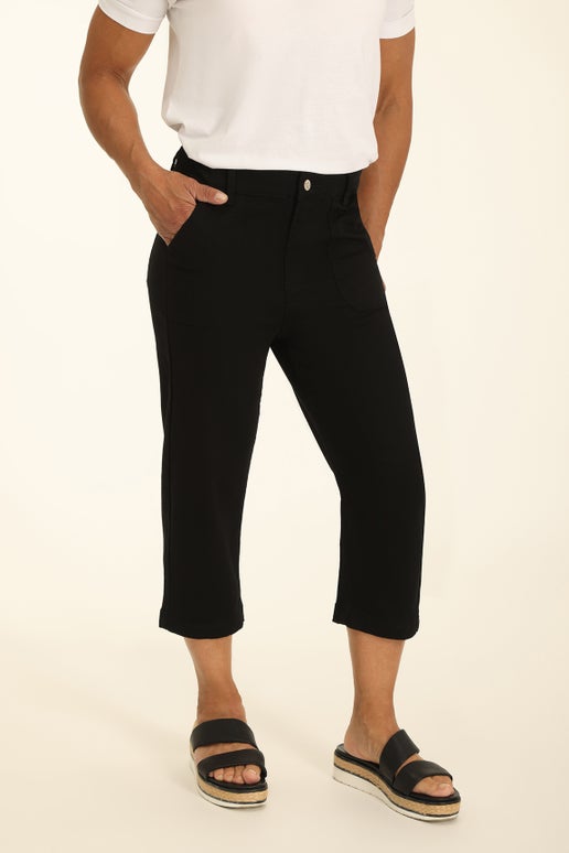 Coloured Denim Mid Calf Jean in Black | Caroline Eve