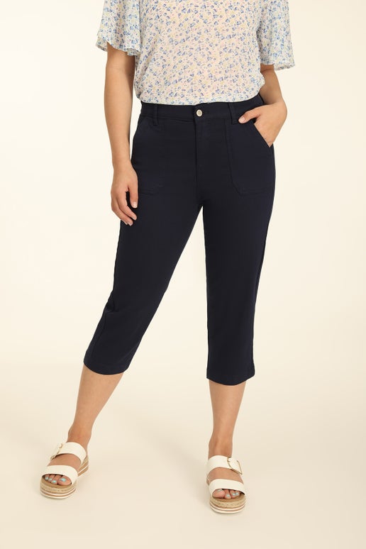 Coloured Denim Mid Calf Jean in Navy | Caroline Eve