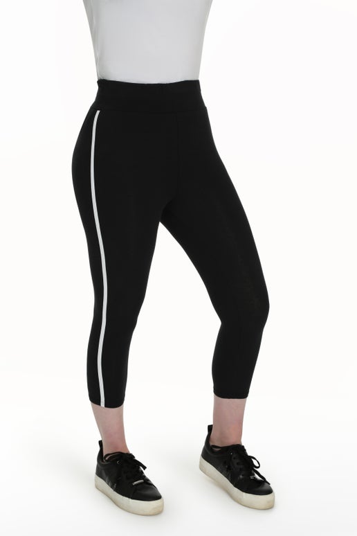 Cotton Elastane Knit Mid Calf Legging In Black Caroline Eve