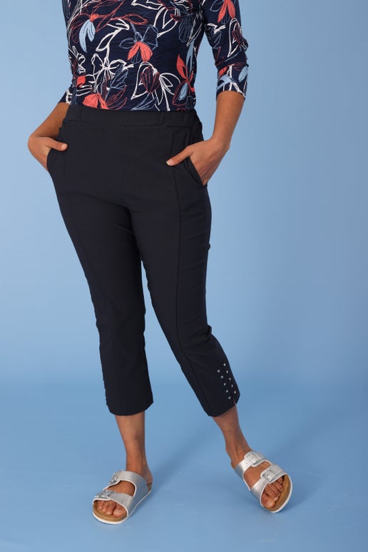 Micro Stretch Mid Calf in Navy | Caroline Eve