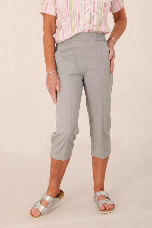 Boat Pants Mid Calf in Silver | Caroline Eve