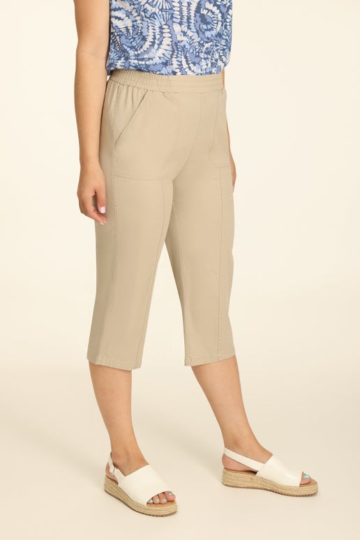 Boat Pants Mid Calf Pant in Natural | Caroline Eve