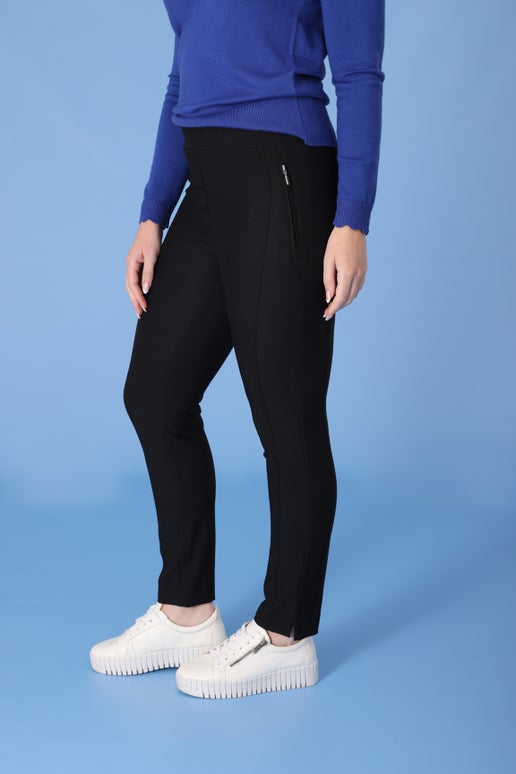 Nylon Stretch Regular Pant in Black | Caroline Eve