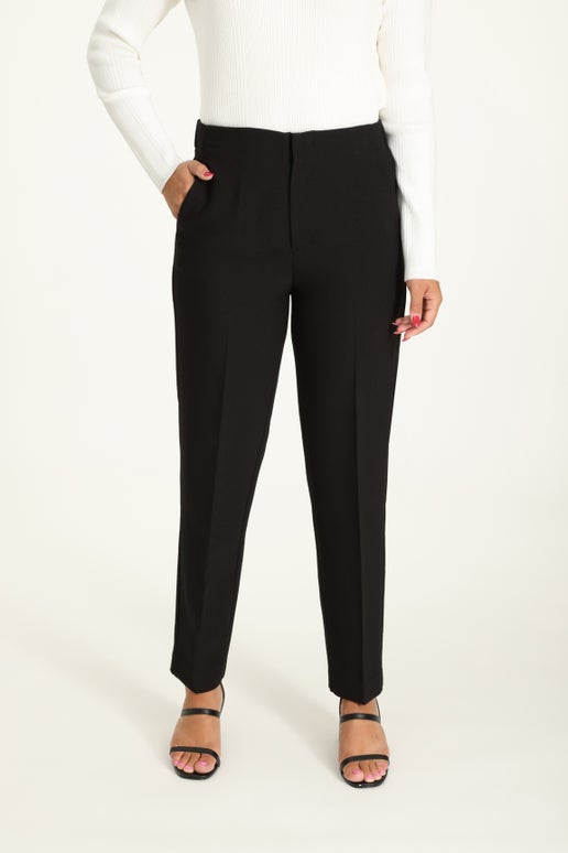 Textured Tailoring Regular Pant in Black | Caroline Eve