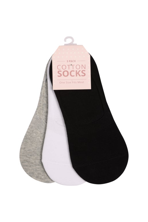 3 Pack No Show Sockettes in Grey | Caroline Eve