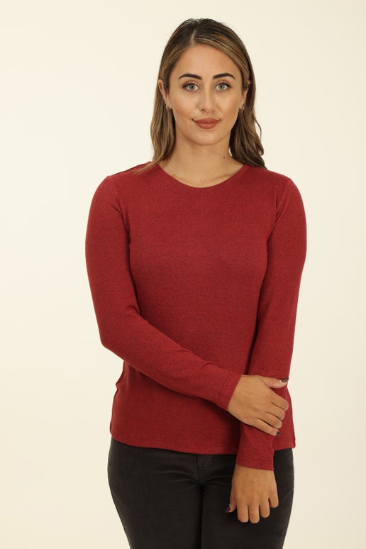 Plain Warm Touch Top in Red | Caroline Eve