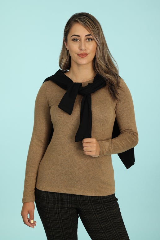 Plain Warm Touch Top in Natural | Caroline Eve