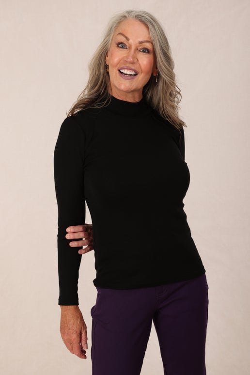 Merino Blend Top in Black | Caroline Eve