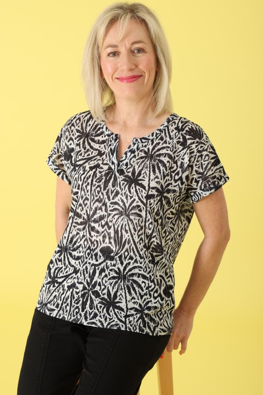Printed Slub Top in Natural | Caroline Eve