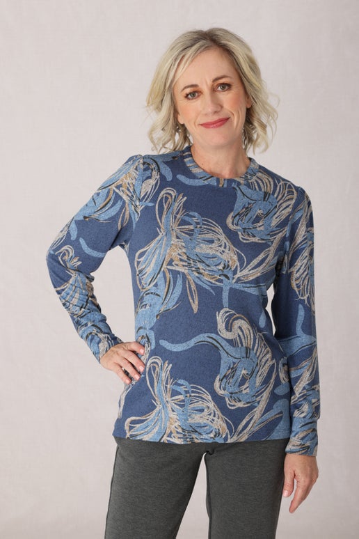 Warm Touch Top in Blue | Caroline Eve