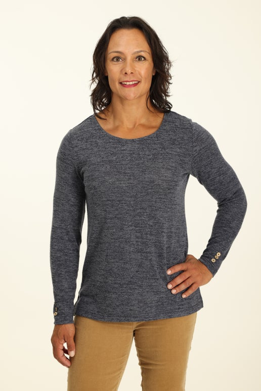 Brushed Marle Top in Blue | Caroline Eve