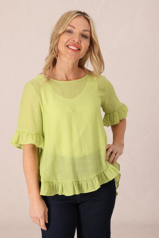 Soft Cross Hatch Top in Green | Caroline Eve