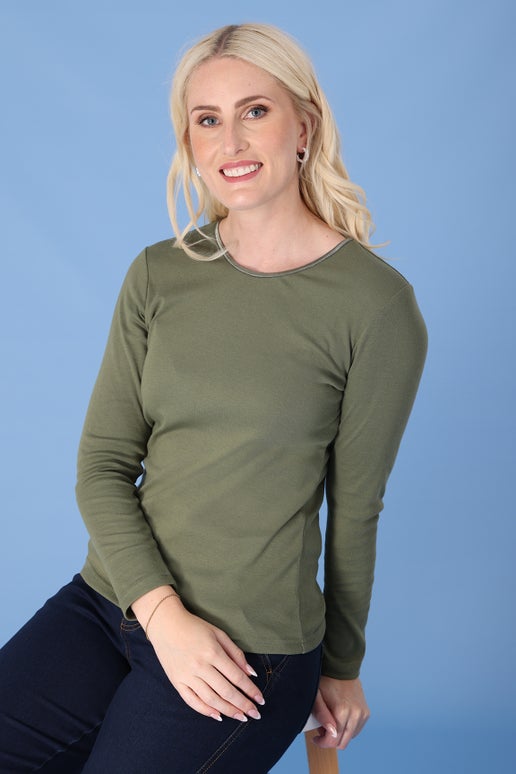 Cotton Rich Skivvies Top in Green | Caroline Eve