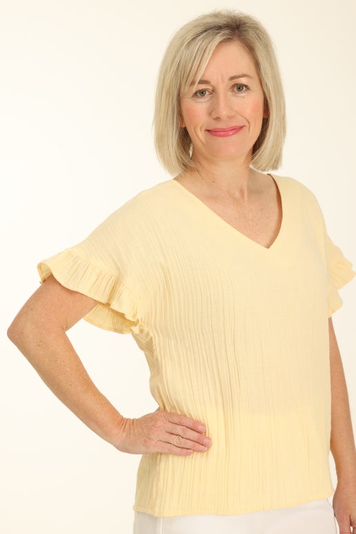 Layered Cotton Top in Yellow | Caroline Eve