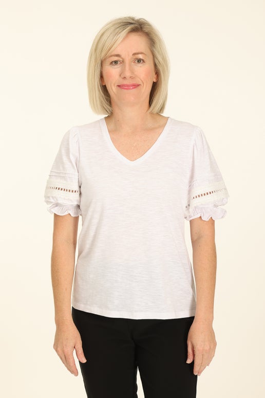 Cotton Rich Slub Top in White | Caroline Eve