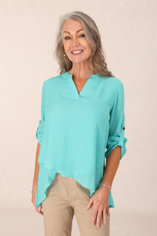 Soft Cross Hatch Tunic in Blue | Caroline Eve