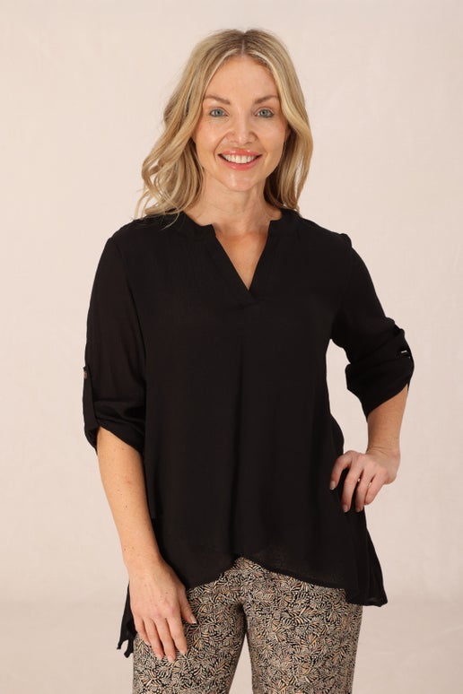 Soft Cross Hatch Tunic in Black | Caroline Eve