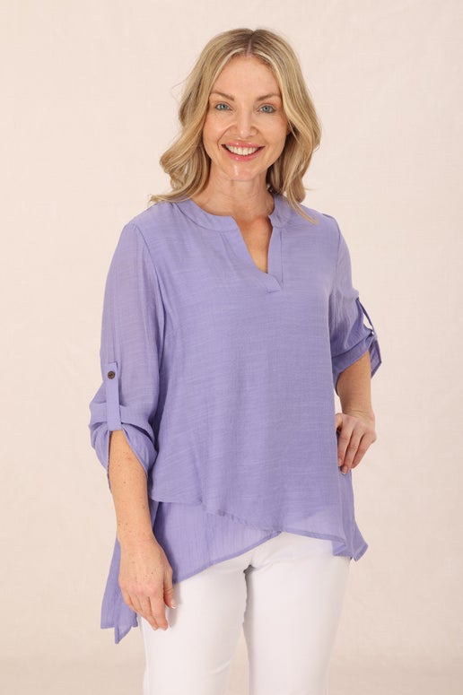 Soft Cross Hatch Tunic in Purple | Caroline Eve