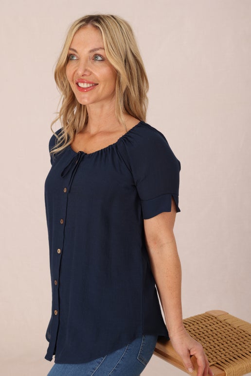 Soft Cross Hatch Tunic in Navy | Caroline Eve