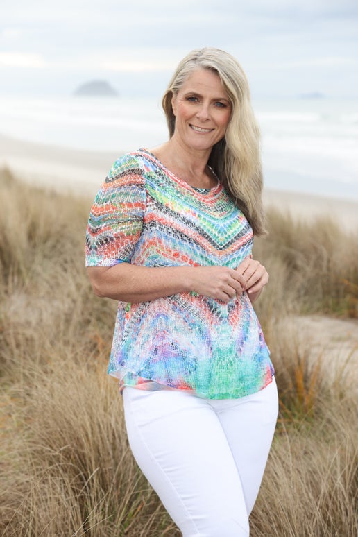 Overlay Mesh Tunic in Green | Caroline Eve